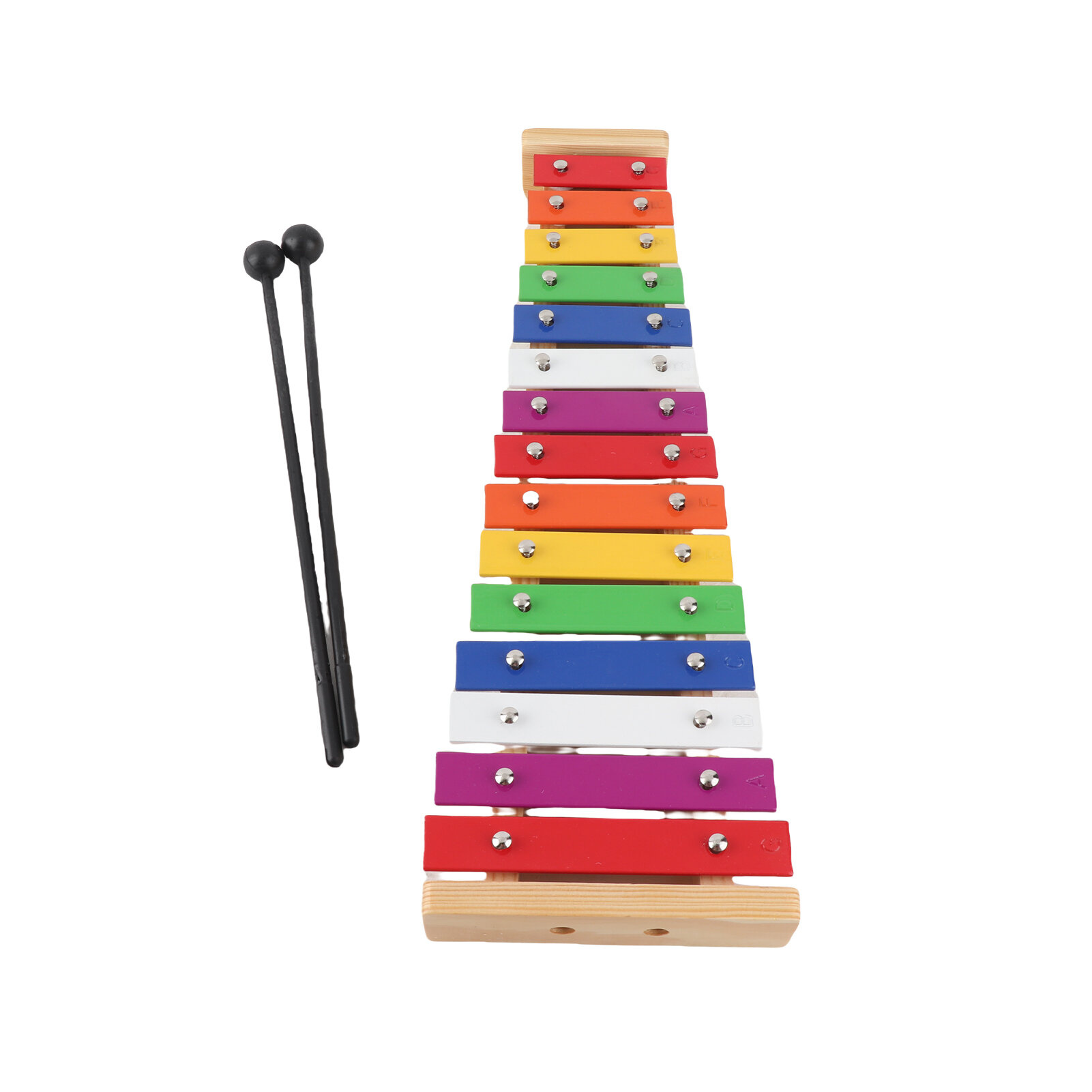 Красочный ксилофон Glockenspiel, деревянный и алюминиевый ударный музыкальный инструмент, развивающая игрушка, 15 тонов с 2 пластиковыми молоточками для малышей, детей