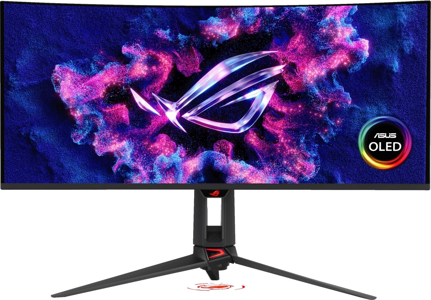 Монитор Asus 34" ROG Swift PG34WCDN черный QD OLED LED 21:9 HDMI матовая HAS Piv 1300cd 178гр/178гр 3440x1440 360Hz FreeSync Premium Pro DP Quad 2K (1440p) USB 8.3кг