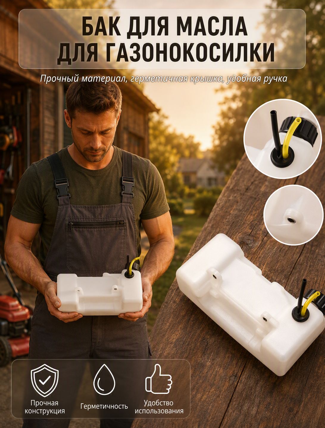 Бак топливный/бензобак для бензобура/мотобура с объемом 43/52см3, 2 винта