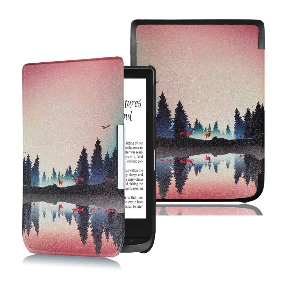 Тонкий магнитный кожаный чехол для электронной книги PocketBook PB617 с автосном