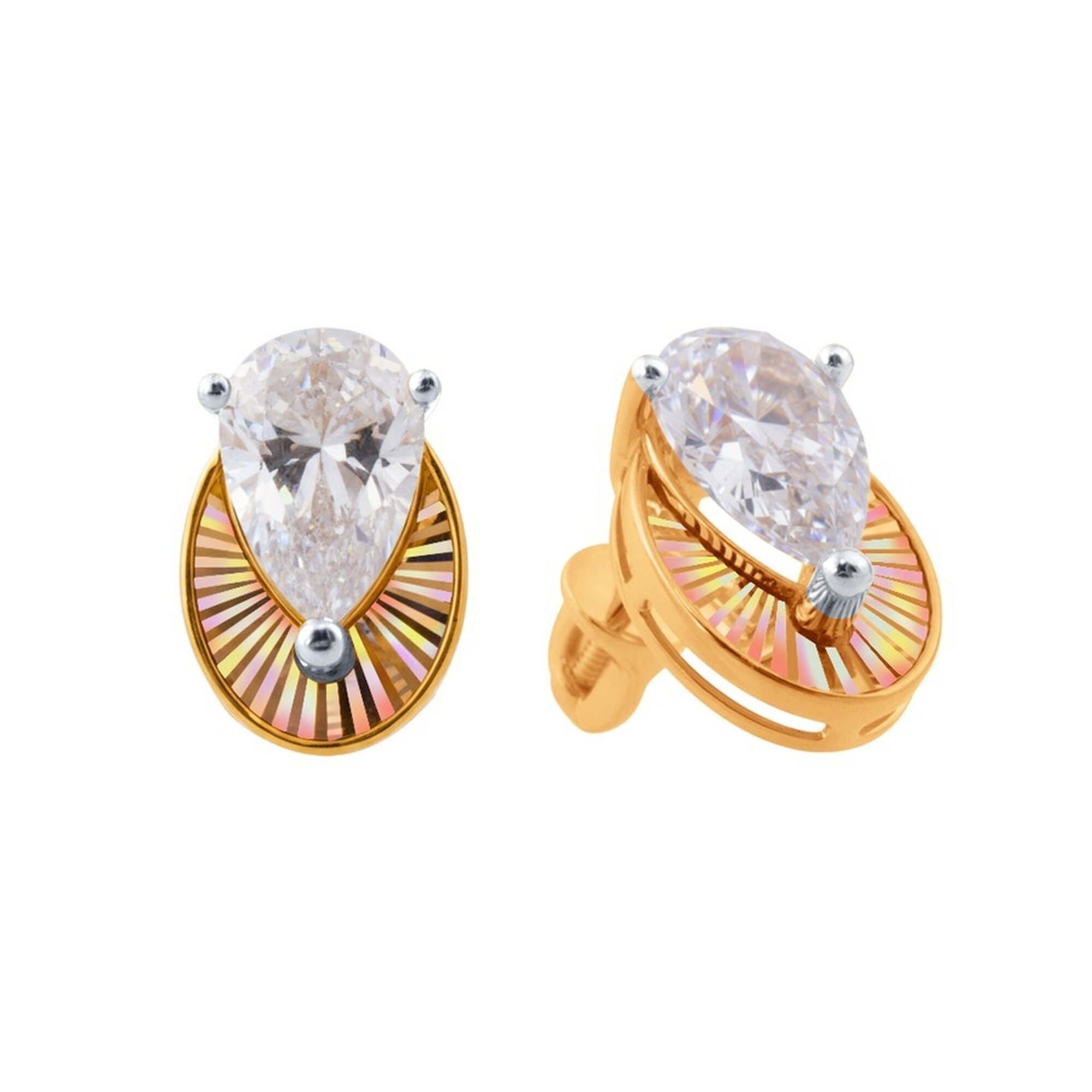 Серьги Diamant online, красное золото, 585 проба, фианит