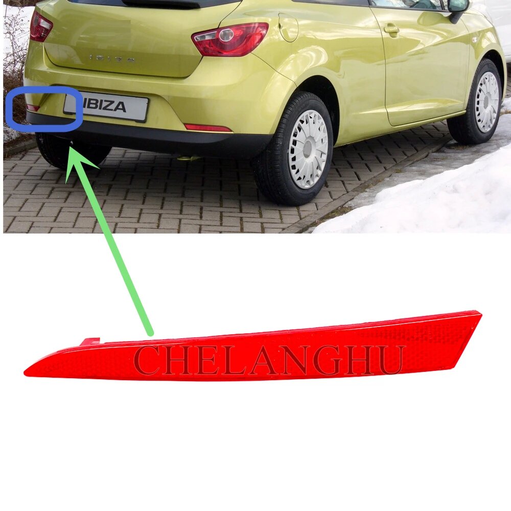 Красный отражатель бампера для Seat Ibiza 2009-2012 (левый)