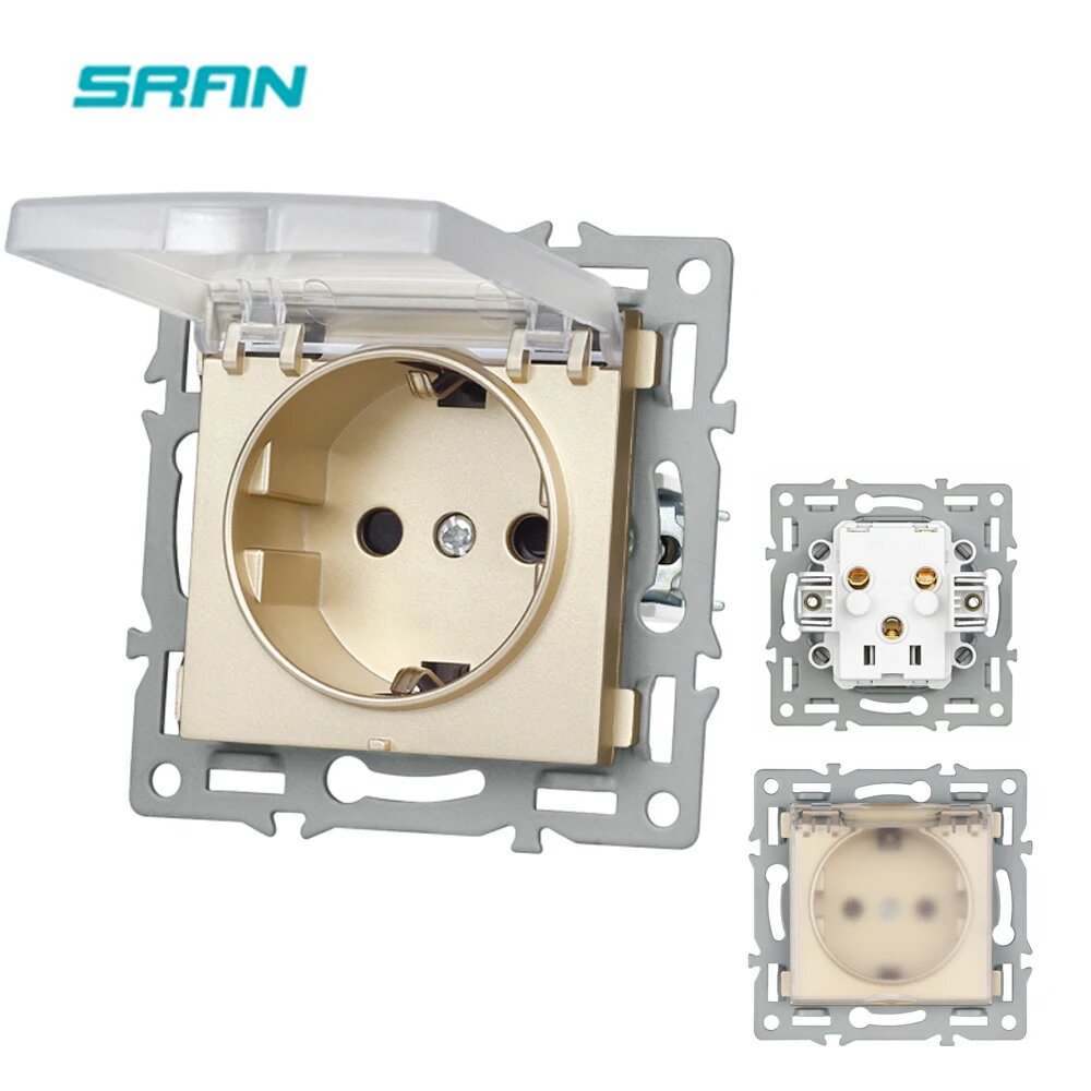 SRAN F6 EU розетка с крышкой, золотистая