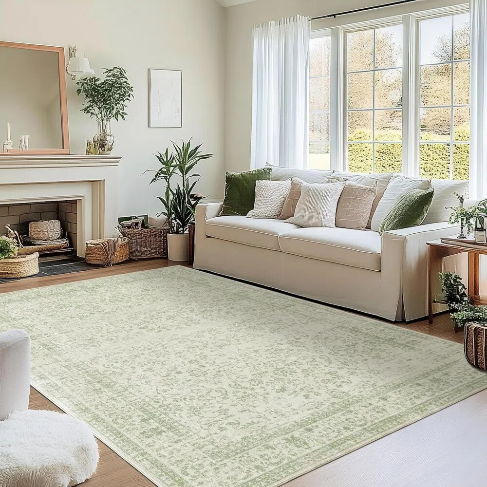 ZARA HOME Ковер 80x50 см 7 мм цветы светло-зеленый