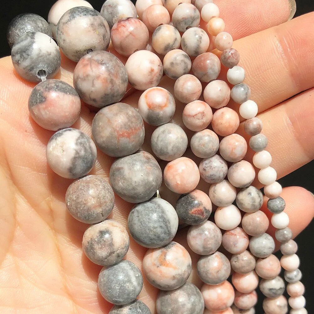 Бусины из камня Xilitata набор 91 шт 8mm (approx 46pcs), Pink Zebra Jasper