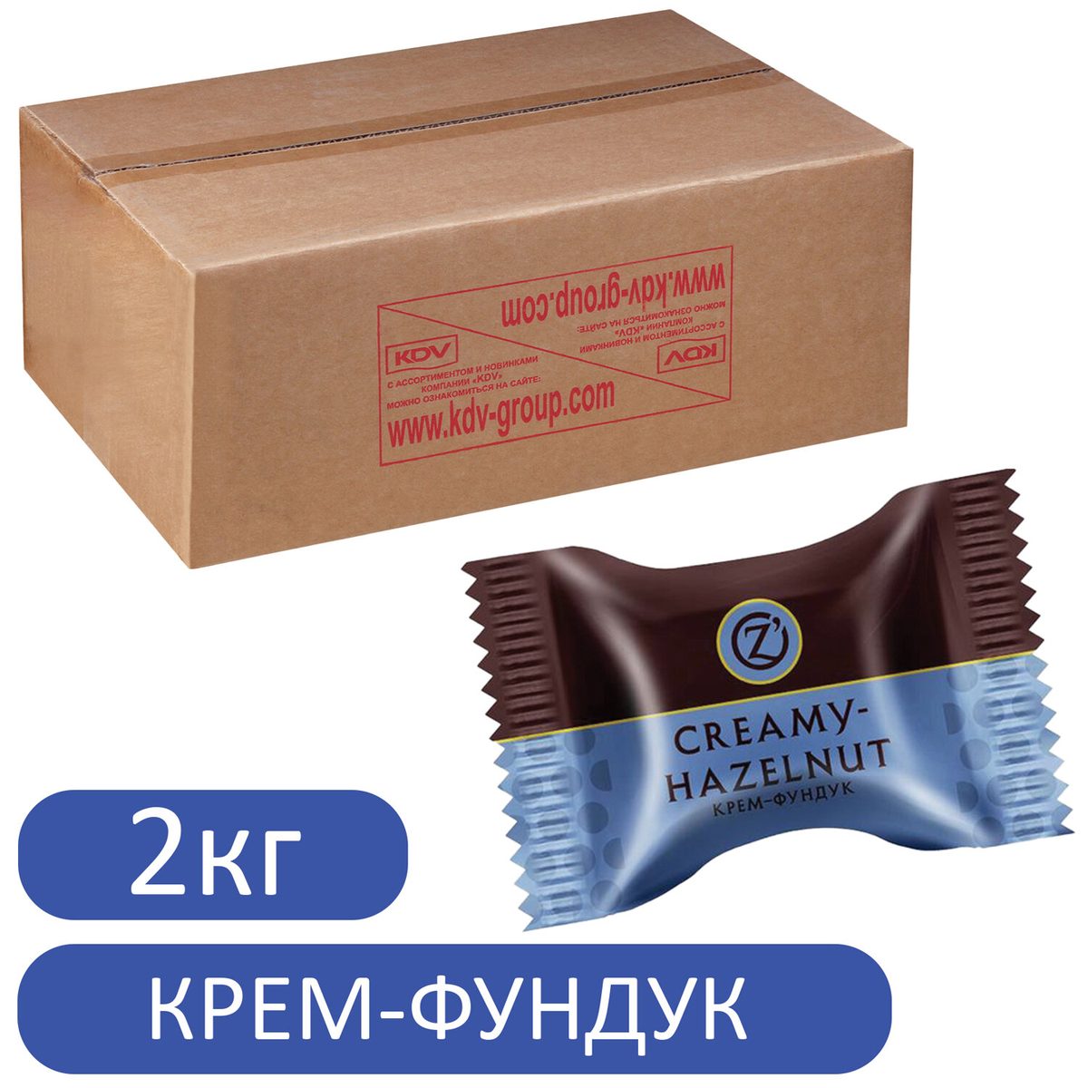 Конфеты шоколадные O'ZERA с молочно-ореховой начинкой, 2000г, картонная коробка (ВК418)