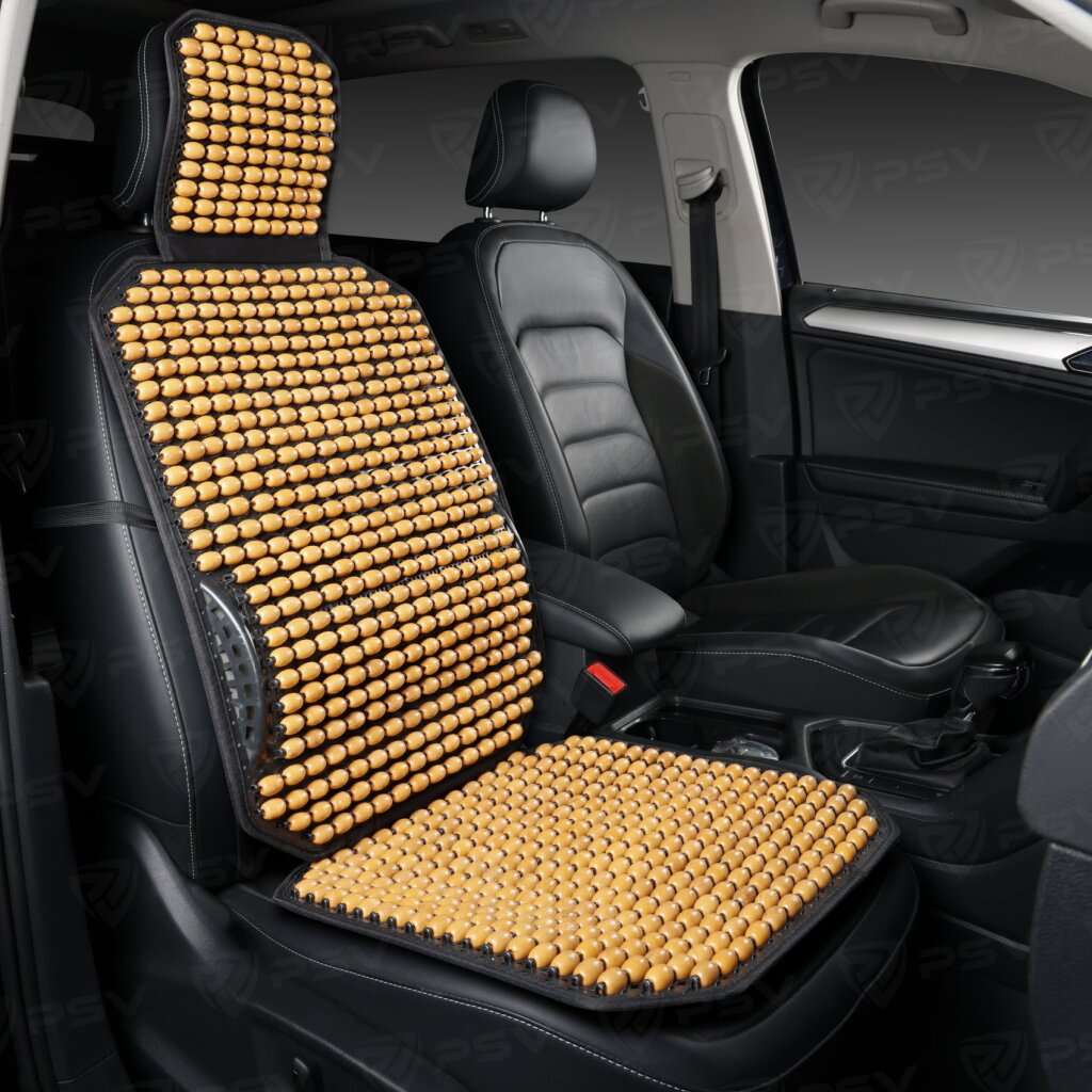 Накидка массажная "PSV" P2010 BIG PLUS большая, с поддержкой, деревянные шарики, бежевый