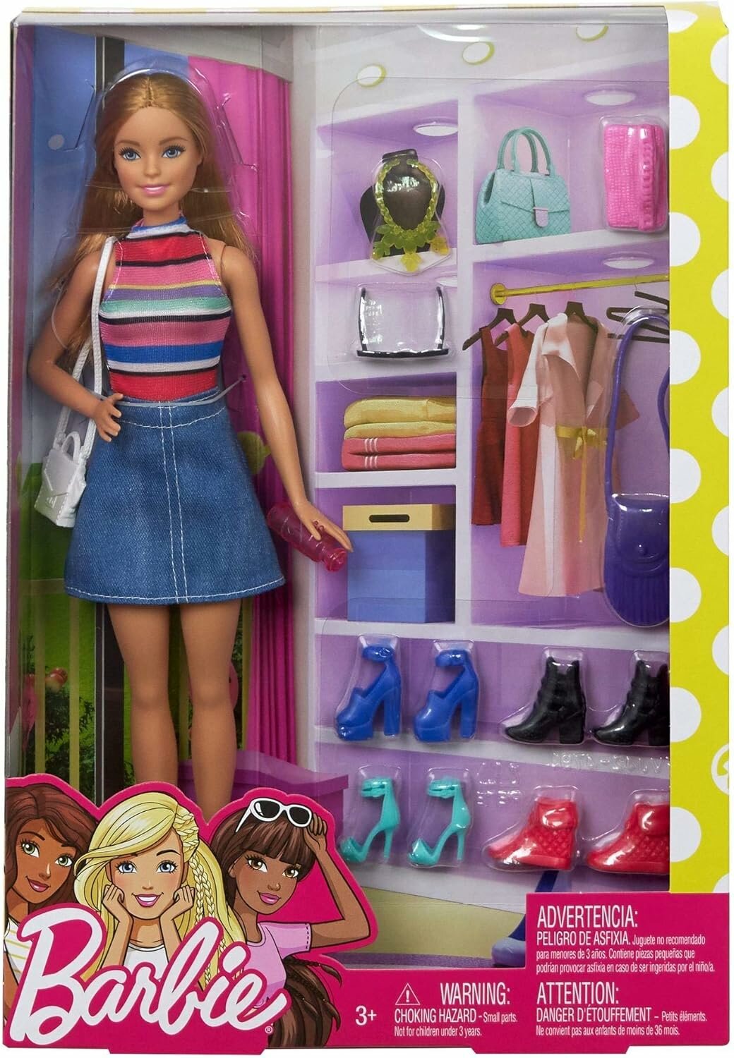 Кукла Барби с набором обуви и аксессуарами Barbie doll FJV 42