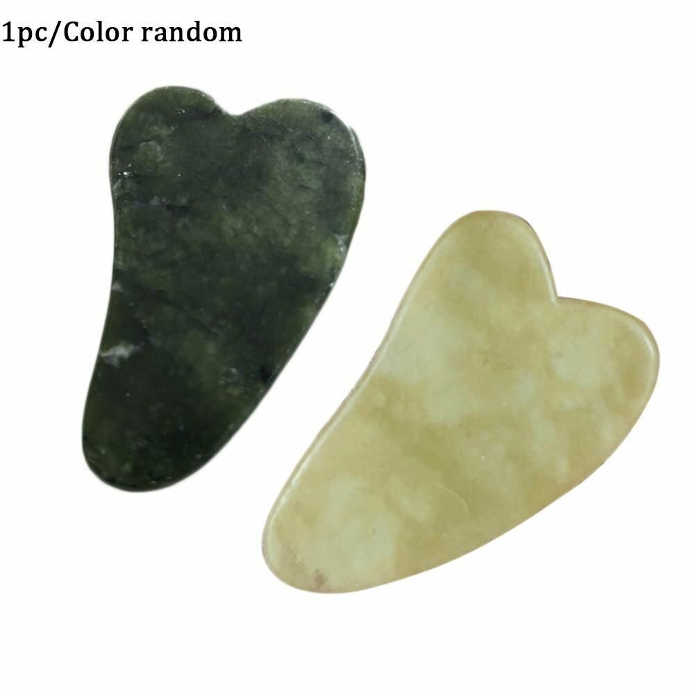 Натуральный нефритовый скребок Гуаша для лица и тела, массажер из зеленого и белого камня Фэн Юй