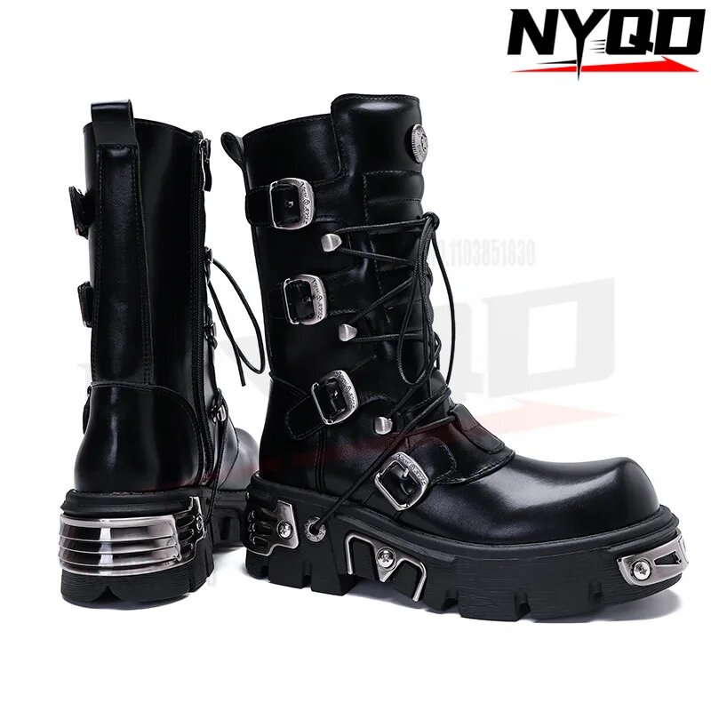 Повседневные высокие ботинки в стиле ретро, металлические мотоциклетные ботинки унисекс, рабочая одежда, ботинки на толстой подошве в стиле рок, мужские botas moto botas motociclista 41
