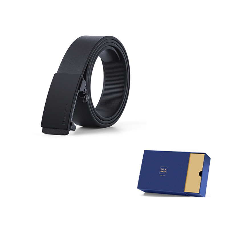 HLA Leather Belts Men's Black Width 3.4cm 120cm