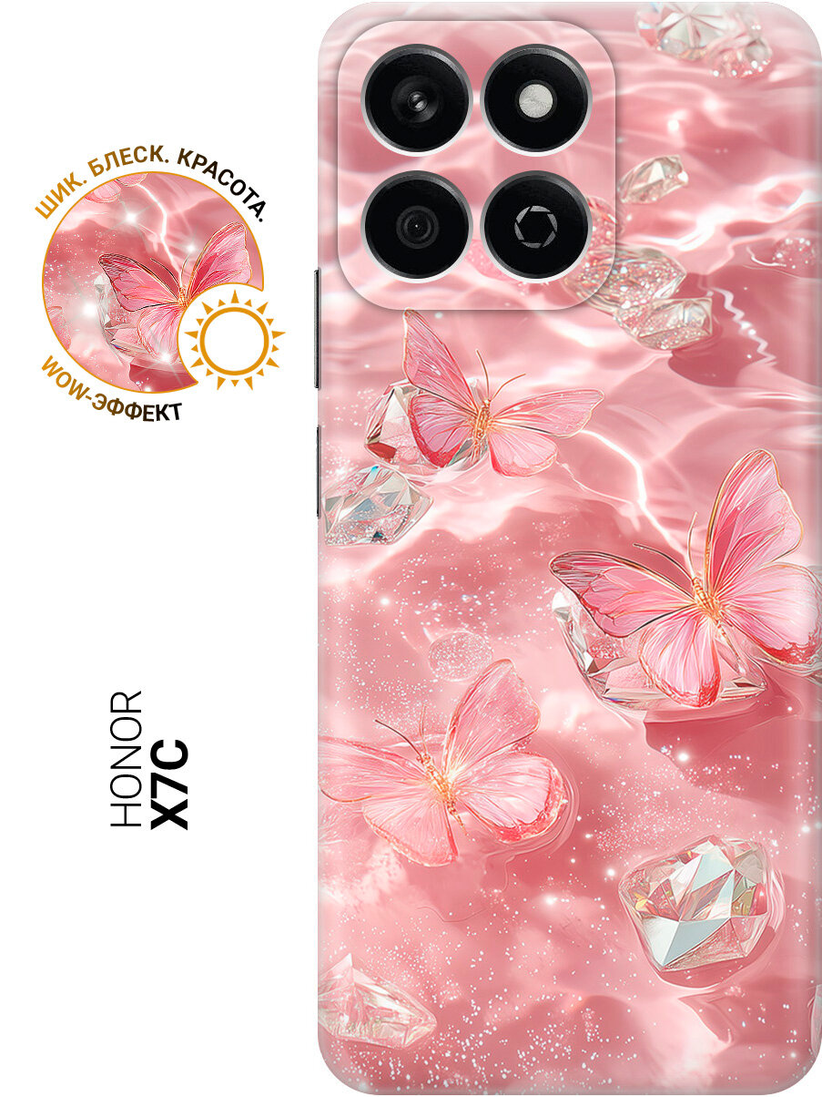 Силиконовый чехол на Honor X7C с принтом "Волшебный мир розовых грёз"