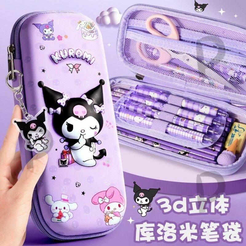 Большой розовый школьный пенал аниме куроми kuromi для девочек подростков для карандашей для школы