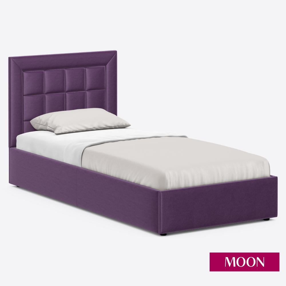 Кровать односпальная с подъемным механизмом, MOON FAMILY 1251, размер 90х200 см, велюр фиолетовый. Ортопедическое основание в комплекте