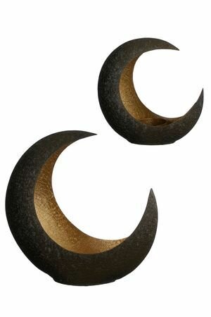 Набор подсвечников для чайных свечей ДВЕ луны, металл, чёрный с бронзой, 15-21 см, 2 шт, Edelman 1161256