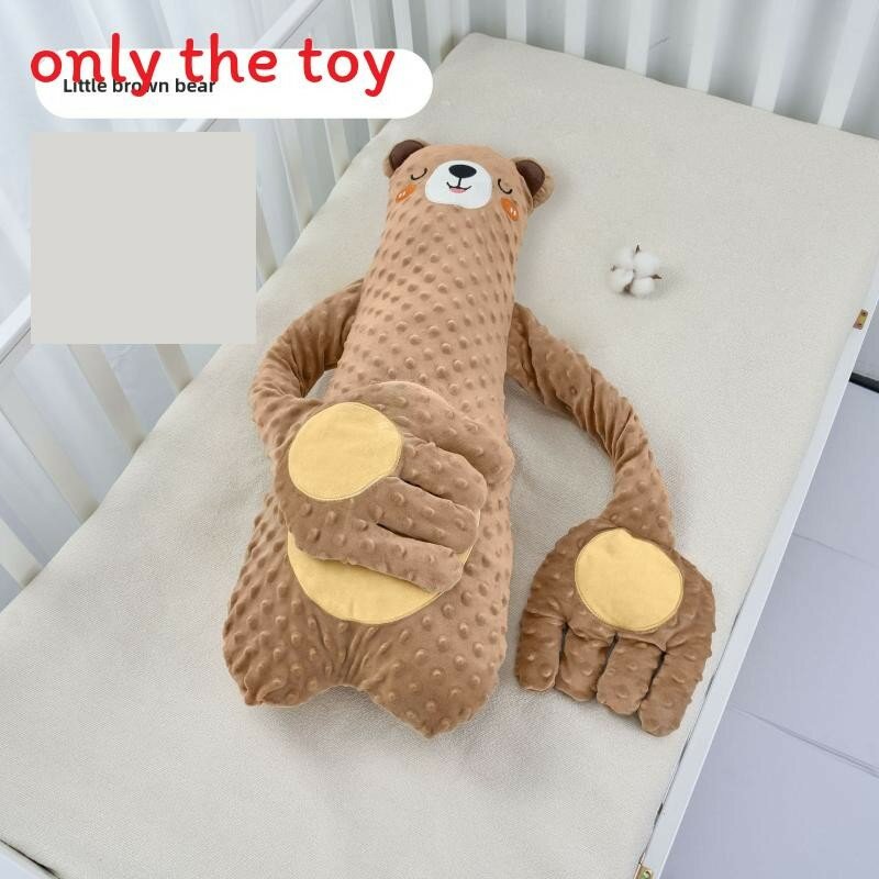Мягкая игрушка животное мультфильм медведь коричневый подушка с функциями похлопывания и музыки для малышей для дневного сна и