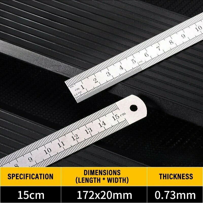 Утолщенная двусторонняя измерительная линейка из нержавеющей стали длиной 1 м с прецизионной линейкой, цифровой штангенциркуль, плотничьи инструменты, 15cm