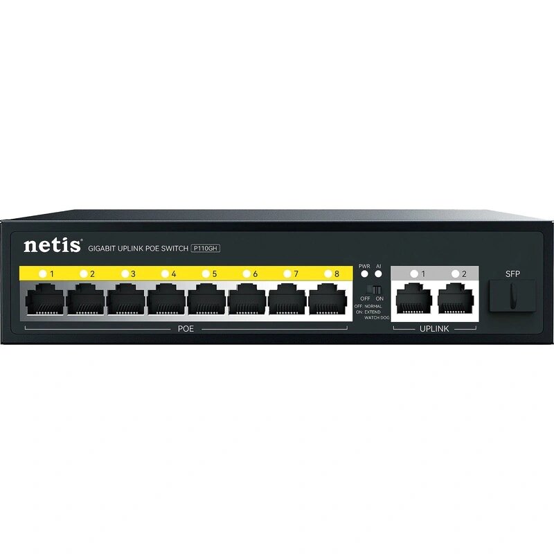 Коммутатор Netis P110GH 8х100 Мбит/с PoE+ 120Вт, 2х1000 Мбит/с, 1xSFP