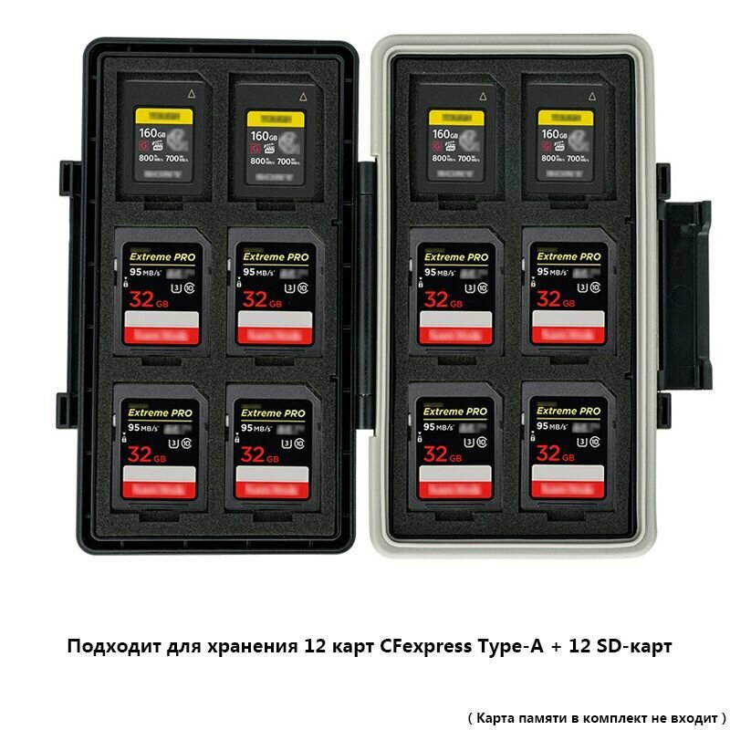 JJC Ультратонкий чехол для карт памяти для 12 SD и 12 CFexpress Type-A