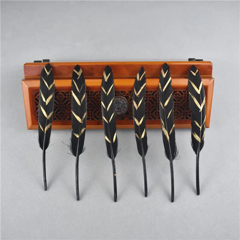 Золотые утиные перья 10-15 см WHxmsh для рукоделия Коричневый, 10pcs, Black gold