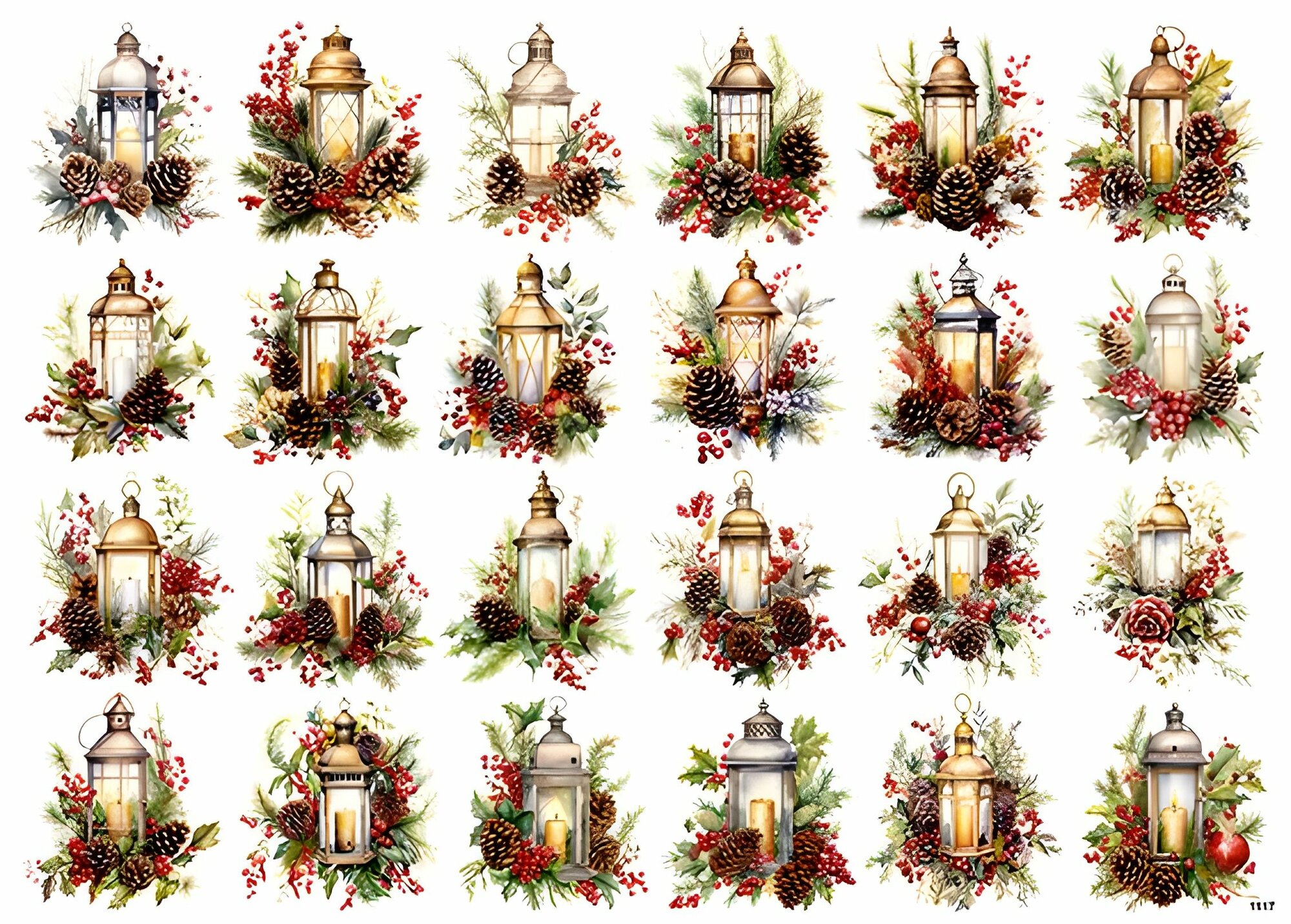 Декупажная карта About Time, 29,7 см x 21 см, А4, бордово-зеленая