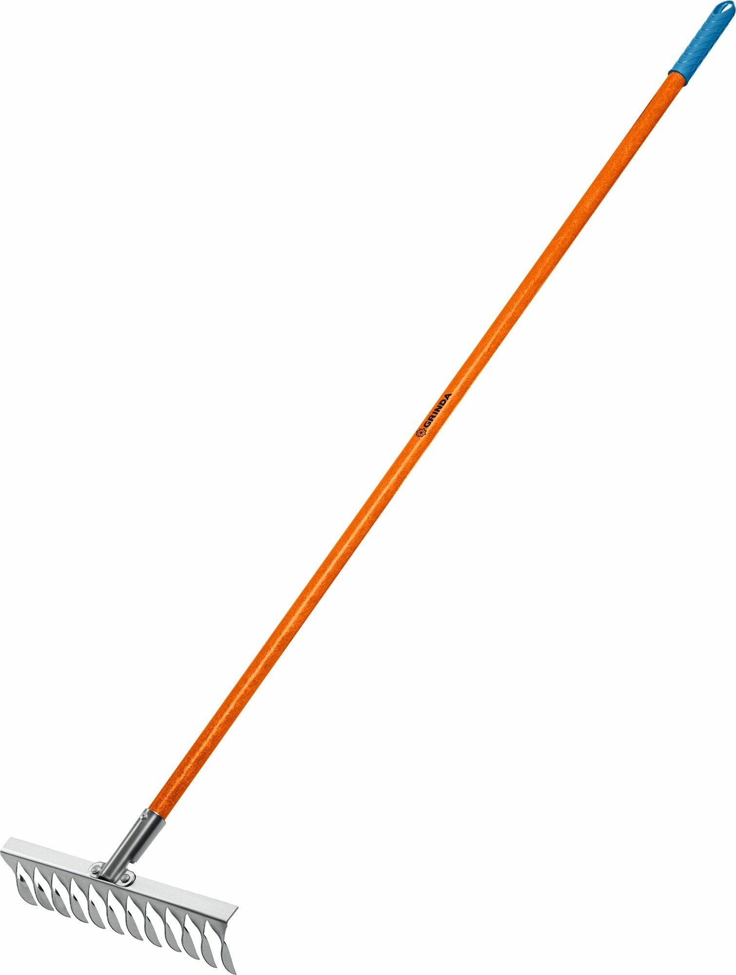 Садовые грабли GRINDA PS-12 FIBER, 380x100x1530 мм, 12 зубцов, нержавеющая сталь, фибергласовый черенок, PROLine 39482-12
