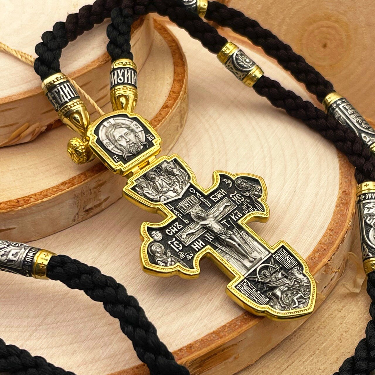 Комплект украшений, серебро, 925 проба, золочение, чернение, оксидирование