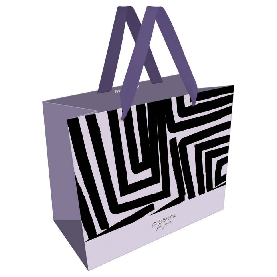 Пакет подарочный 32*26*12см MESHU "Black stripes", матовая ламинация, 382343