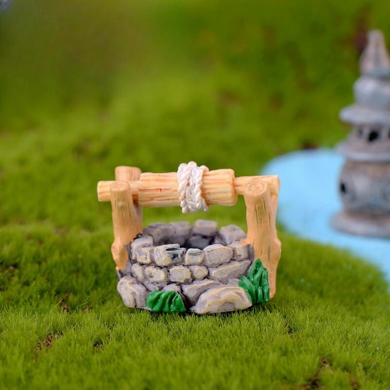 Статуэтки мини-колодца, горшки для цветов, украшения для семейного двора