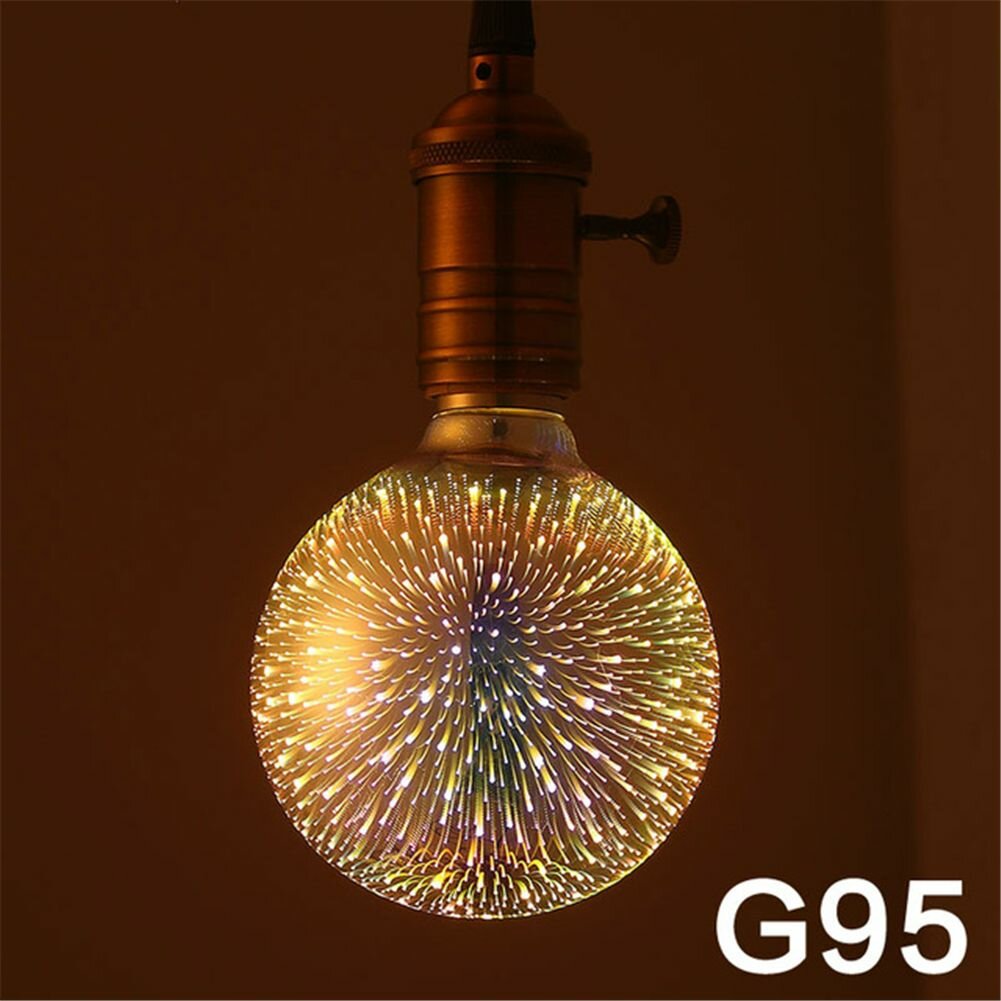 3D LED, лампа с эффектом фейерверка, декоративная, E27
