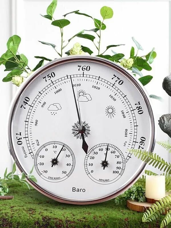 Барометр настенный с термометром и гигрометром THB9392G, золотистый-hl