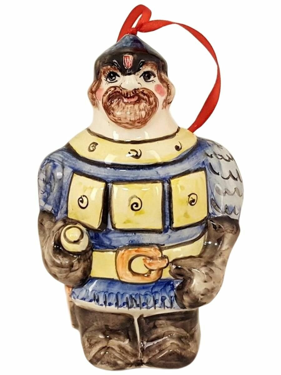 Сувенир керамический, Колокольчик "Богатырь" майолика-1, ручная работа