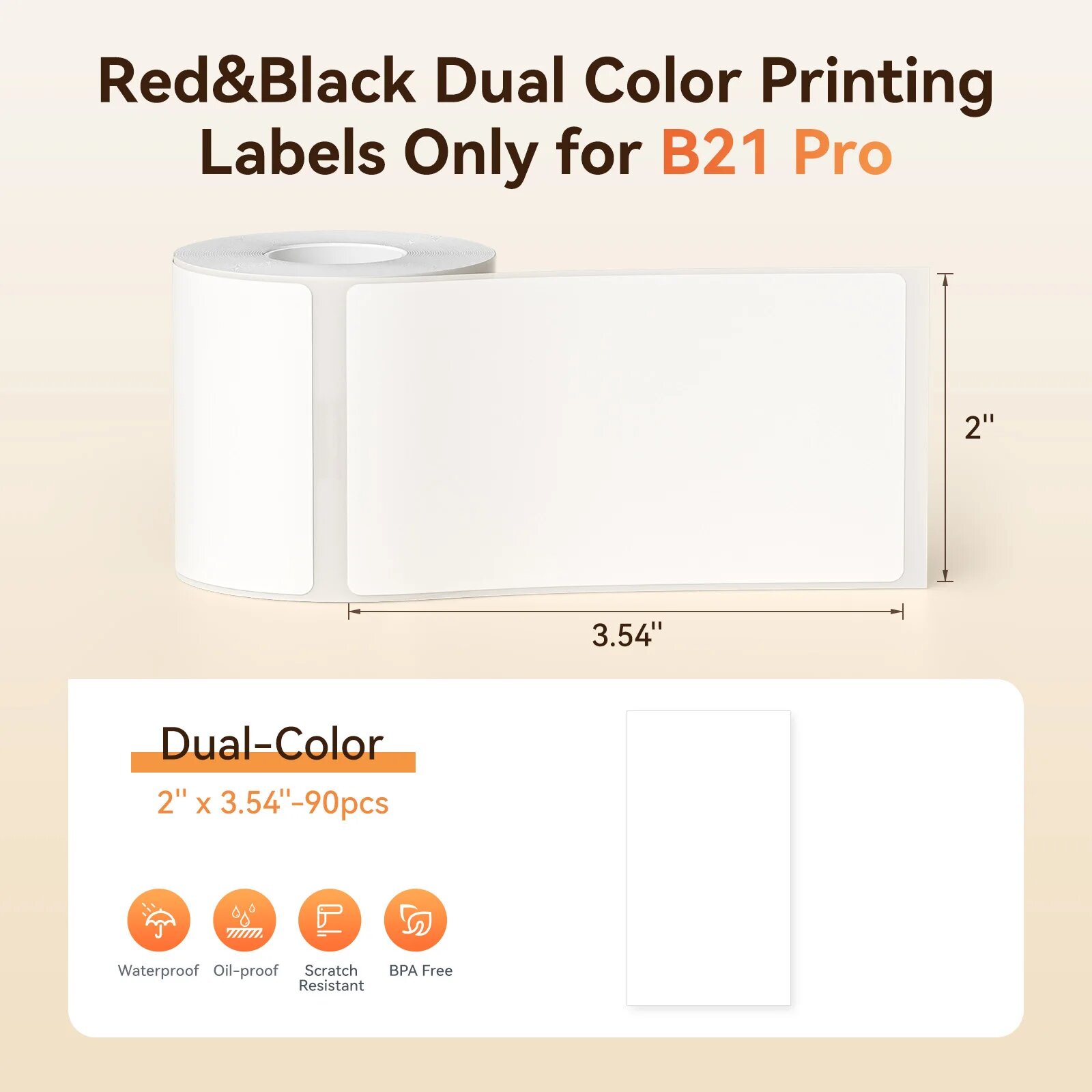 3 рулона термобумаги для этикеток Niimbot B21 Pro, красный, черный 50x90mm White