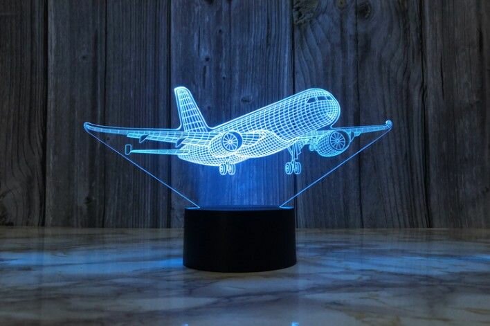 Светильник-ночник, самолёт, 7 цветов--