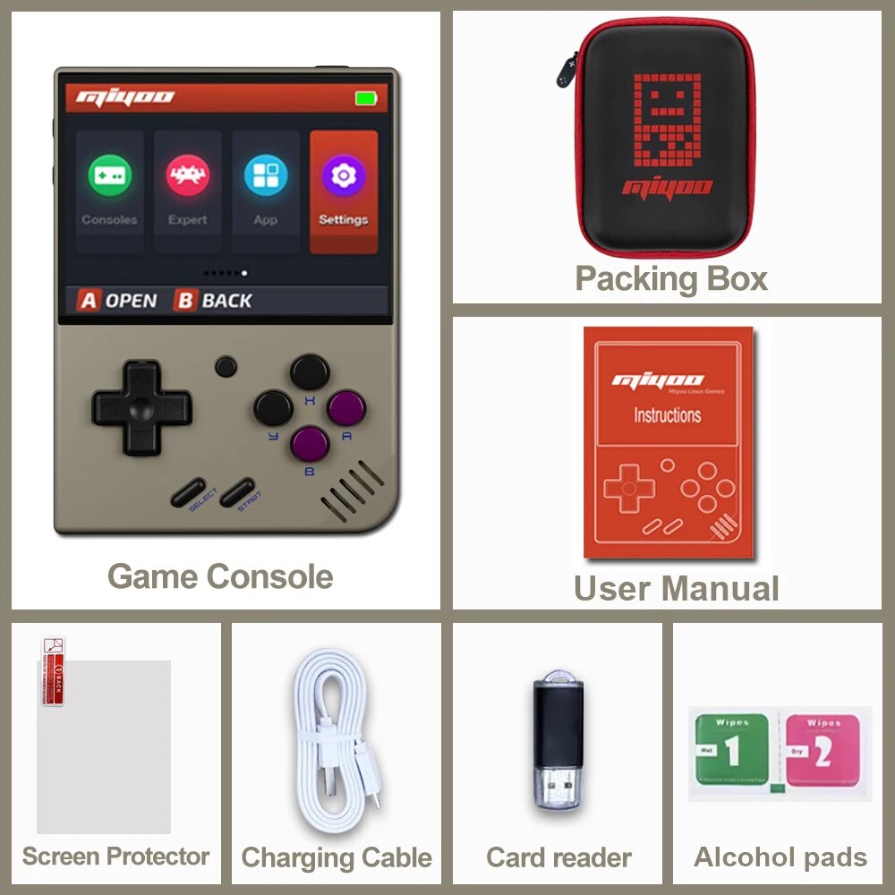 MIYOO Mini Plus портативная игровая консоль серый