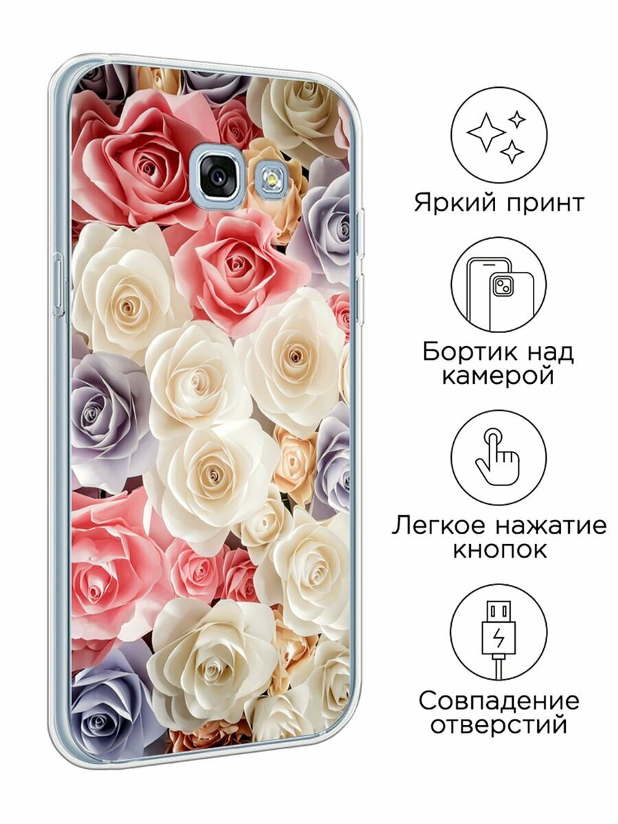 Чехол на Samsung Galaxy A5 2017 / Самсунг Галакси А5 2017 с принтом "Пастельные розы" — фото 1