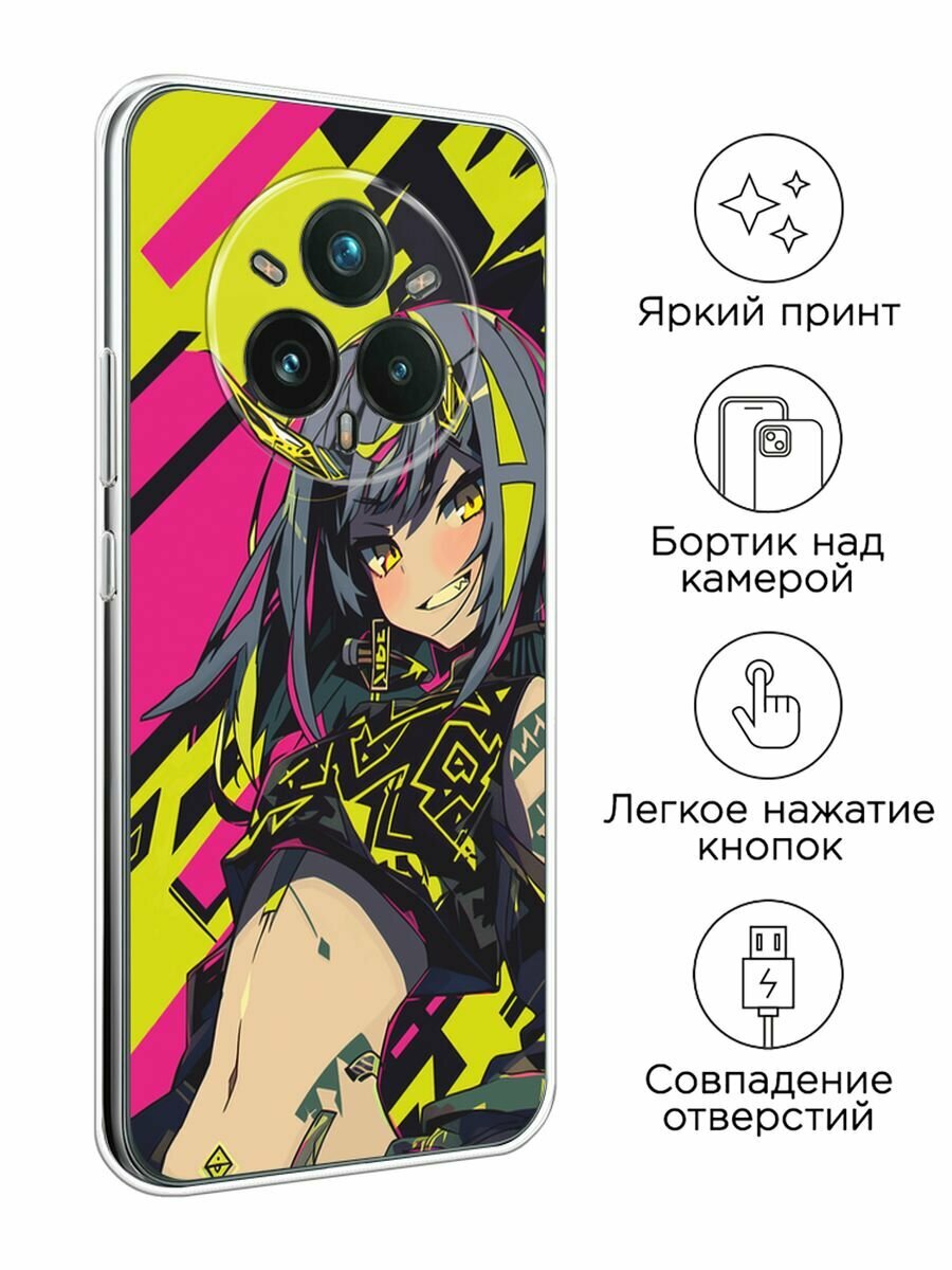 Чехол на Realme 14 Pro / Реалми 14 Про с принтом "Девушка в кибер костюме" — фото 1