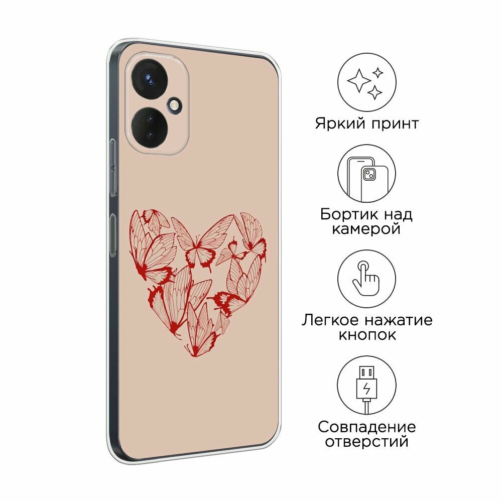 Чехол на Tecno Spark 9 Pro / Техно Спарк 9 Про с принтом "Сердце из бабочек - 14 февраля" — фото 1