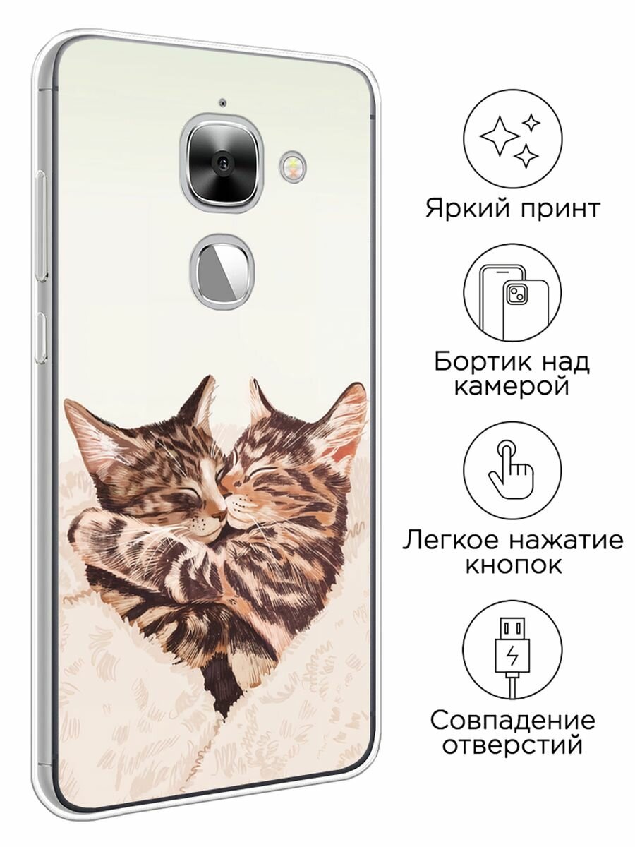 Чехол на LeEco Le 2/2 pro / Лееко Ле 2/2 про с принтом "Влюбленные котейки - 14 февраля" — фото 1