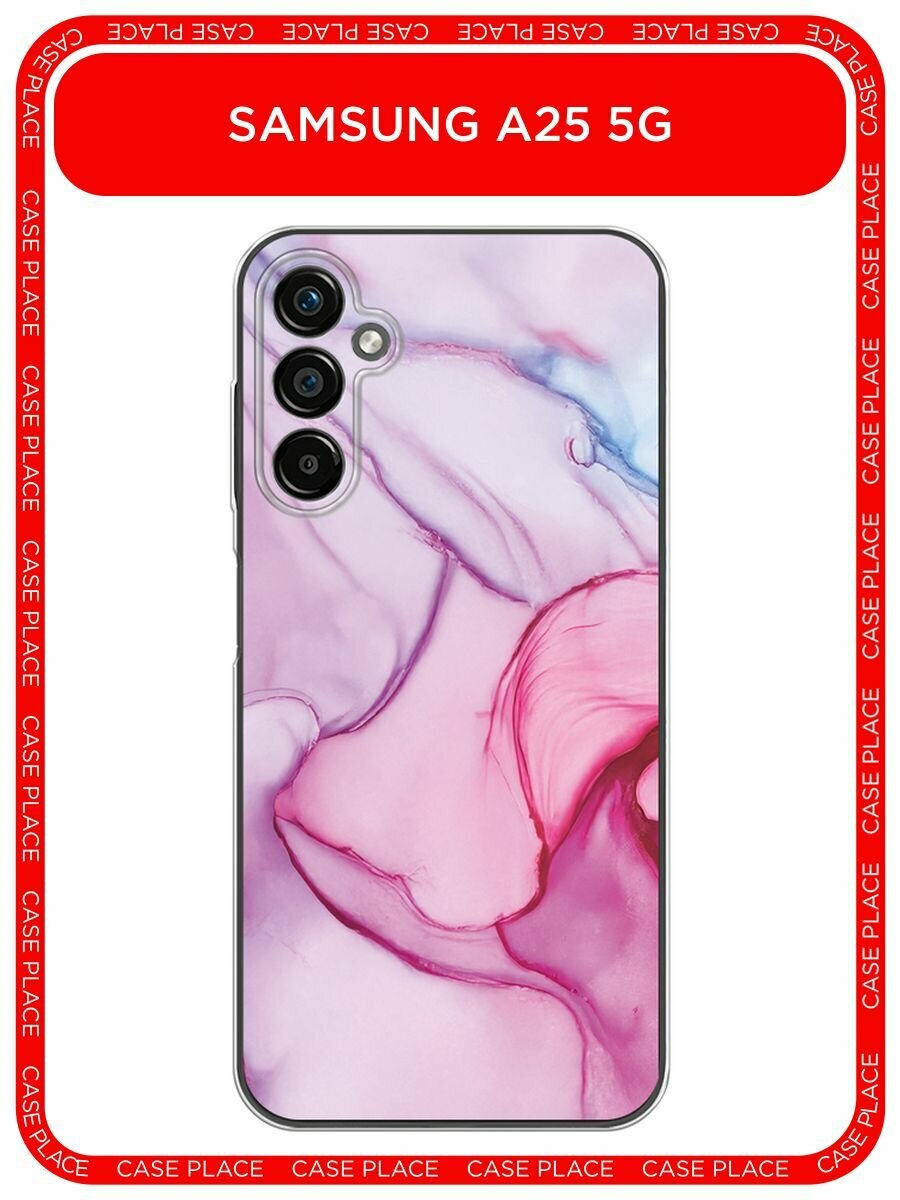 Чехол на Samsung Galaxy A25 5G / Самсунг Галакси A25 5G с принтом "Розовые мраморные разводы"