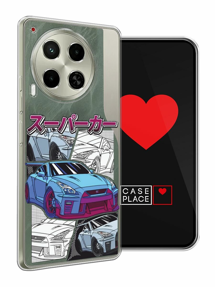 Чехол на Tecno Camon 30 5G / Текно Камон 30 5G с принтом "JDM коллаж", прозрачный — фото 1