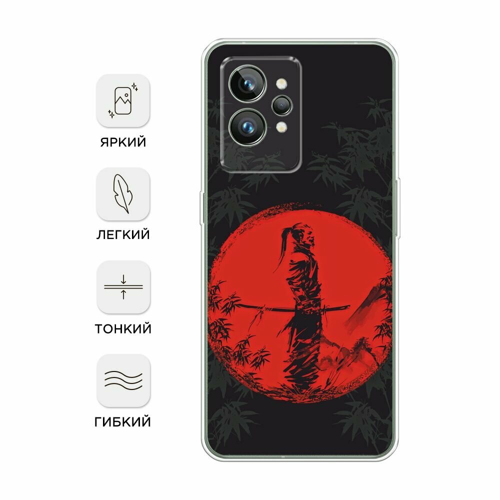 Чехол на Realme GT 2 Pro / Реалми GT 2 Про с принтом "Самурай на красном фоне" — фото 1