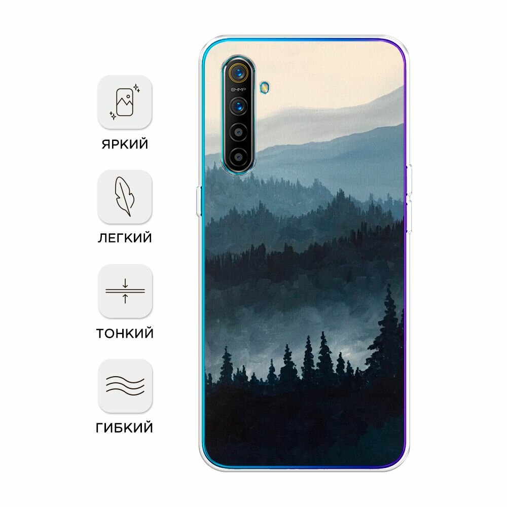 Силиконовый чехол на Realme XT / Реалми XT с принтом "Туманные горы" — фото 1