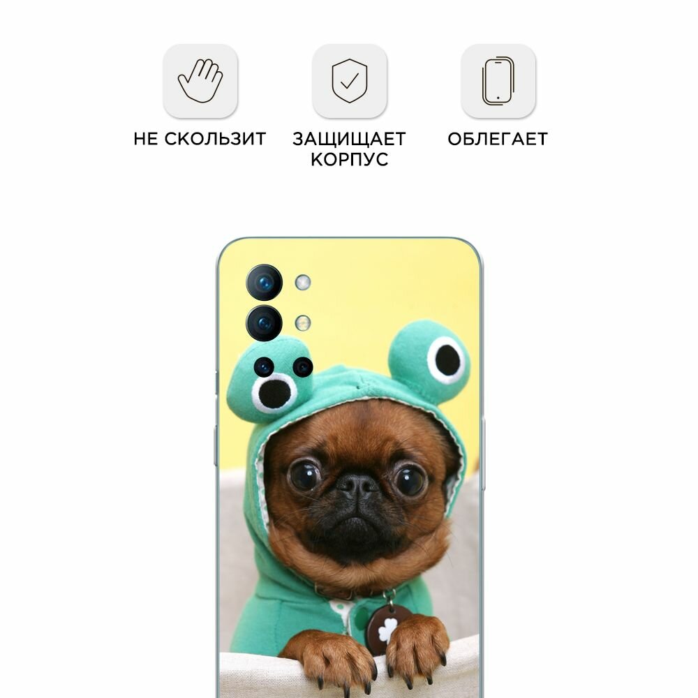 Чехол на OnePlus 9R / ВанПлас 9R с принтом "Собачка в шапке лягушки" — фото 1