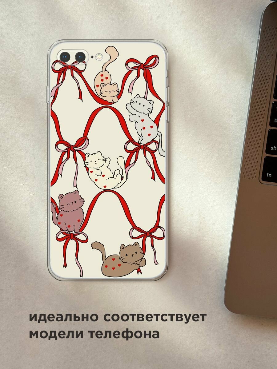 Чехол на Apple iPhone 7 Plus / Айфон 7 Плюс с принтом "Котики в ленточках 1" — фото 1