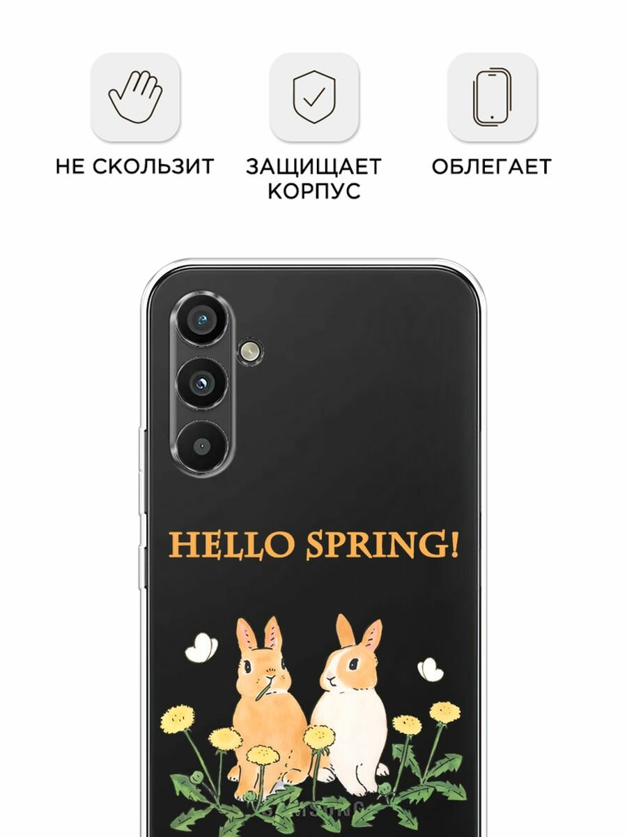 Чехол на Samsung Galaxy A34 / Самсунг A34 с принтом "Весенние кролики", прозрачный — фото 1