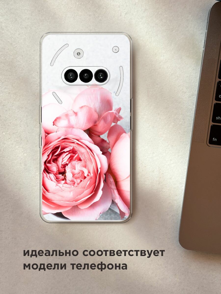 Чехол на Nothing Phone 3a / Нотинг Фон 3а с принтом "Пионы на белом" — фото 1
