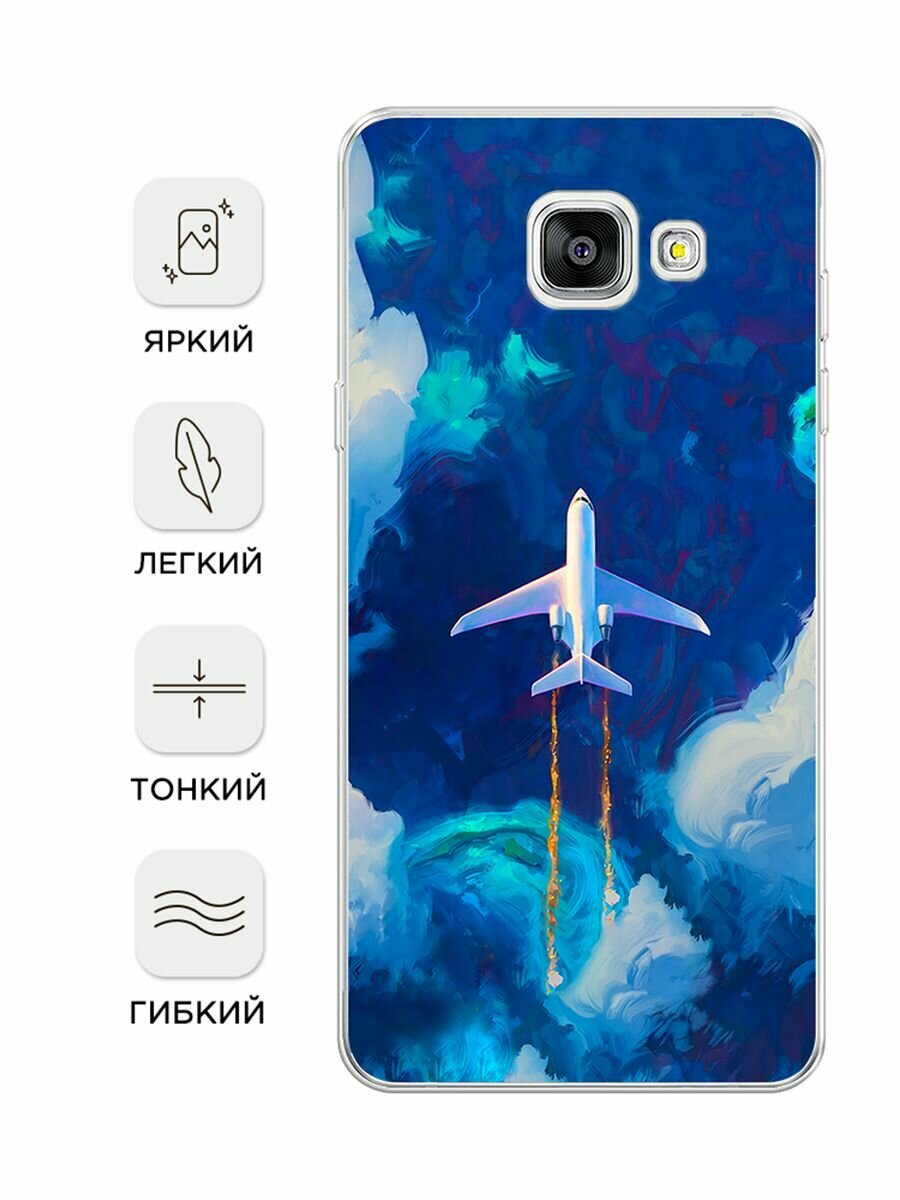 Чехол на Samsung Galaxy A5 2016 / Самсунг Галакси А5 2016 с принтом "Самолет картина" — фото 1