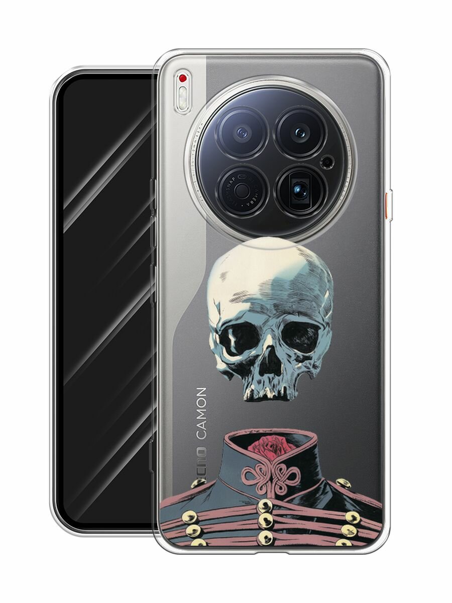 Чехол на Tecno Camon 40 Premier / Текно Камон 40 Премьер с принтом "Гусар", прозрачный — фото 1