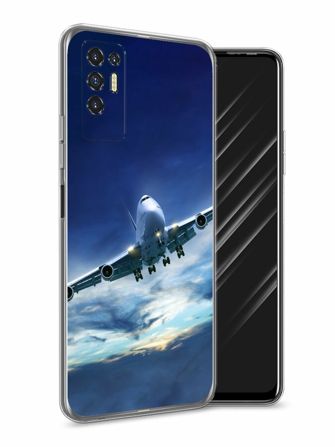 Чехол на Tecno Pova 2 / Текно Пова 2 с принтом "Самолет в небе"